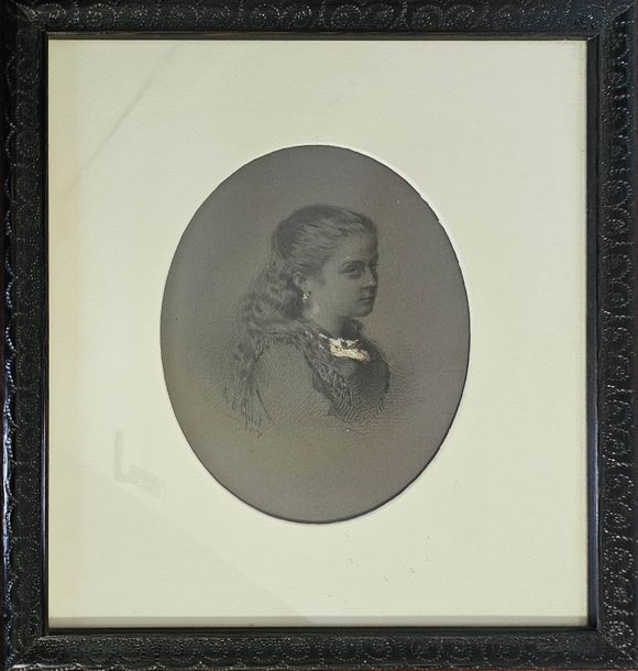 Rodolphe Piguet | Portrait of a young woman. Black - Lot (1871) | MutualArt