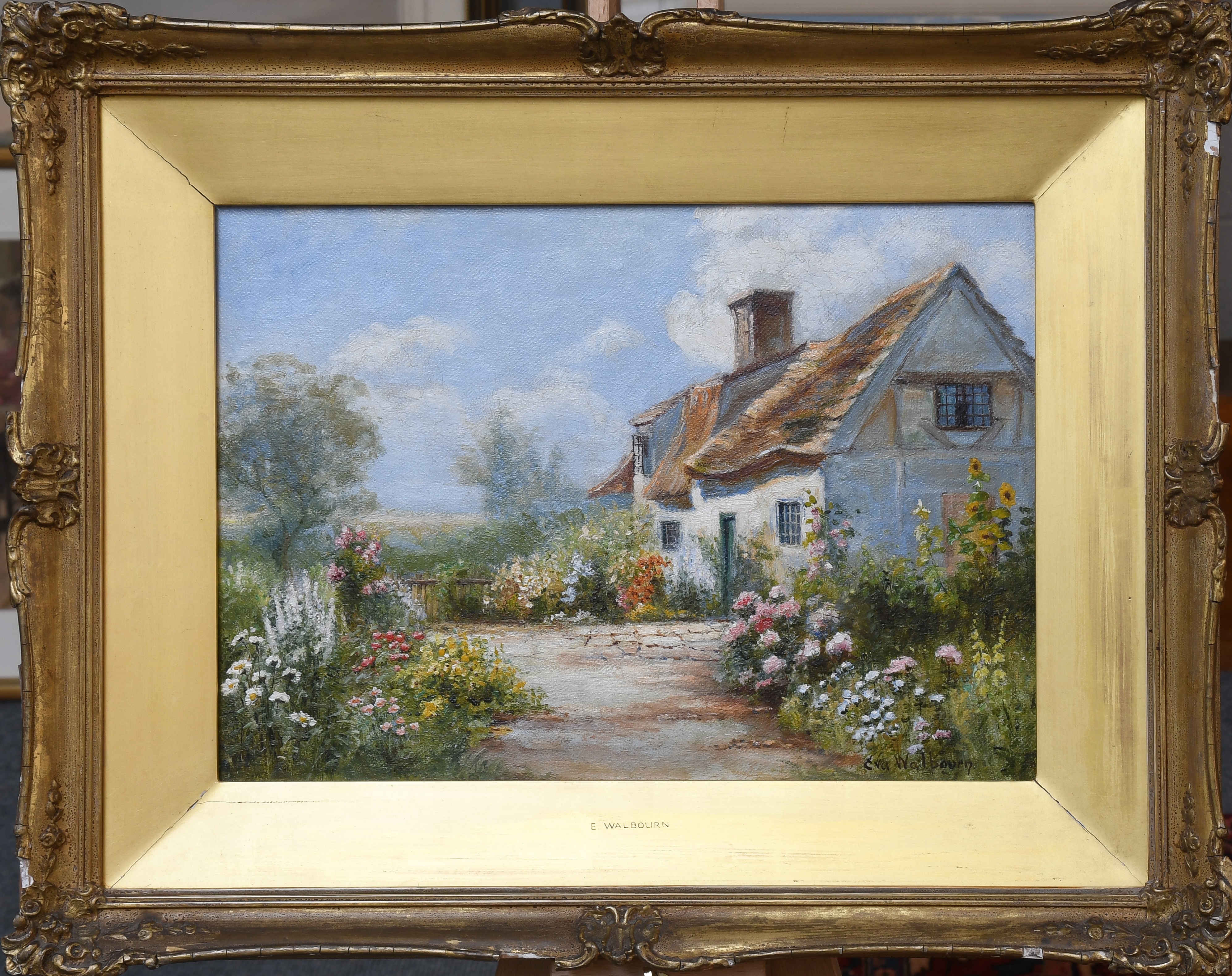 Eva Walbourne | Eva Walbourn (1872-1927) Thatched cottage with summer ...