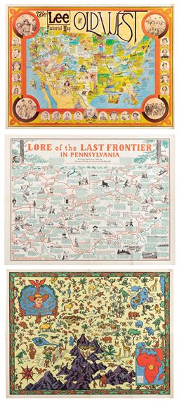 Sitting Bull | Three various pictorial maps (Circa 1970s) | MutualArt