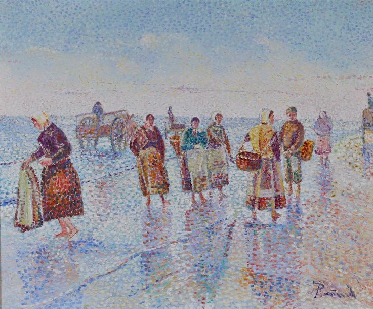 Pascal Gérard | Pascal GERARD (1941) Fisherwomen on the beach Oil on ...