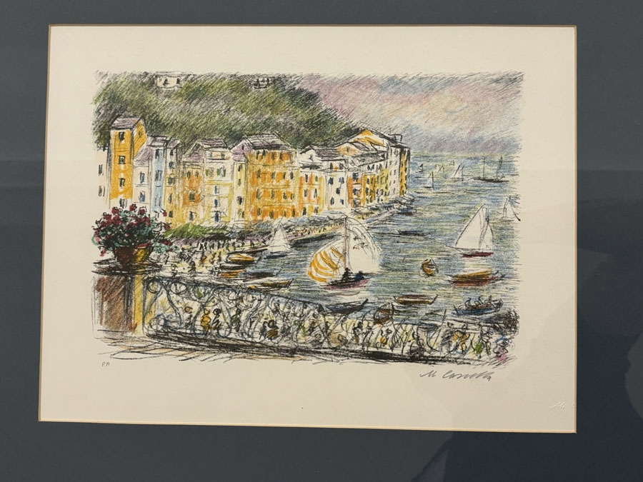 Michele Cascella | Terrazzo su portofino Litografia su carta cm. 64 x 55 con cornice prova d ...