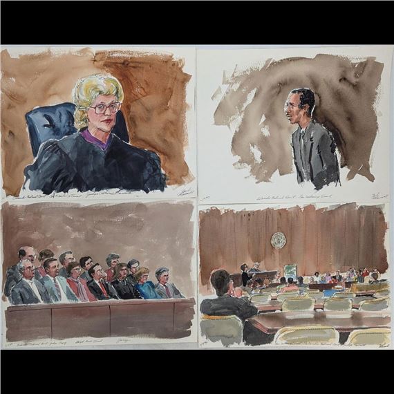 Barbara Maxwell | Set Of 4 Watercolor Courtroom Scene Paintings By ...