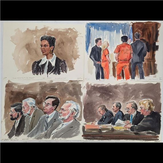 Barbara Maxwell | Set Of 4 Watercolor Courtroom Scene Paintings By ...