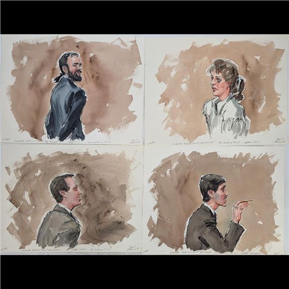 Barbara Maxwell | Set Of 4 Watercolor Courtroom Scene Paintings By ...