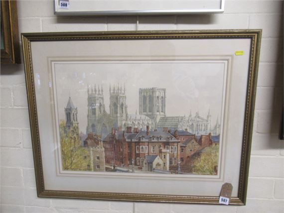 John Holloway | JOHN HOLLOWAY WATERCOLOUR OF YORK MINSTER | MutualArt