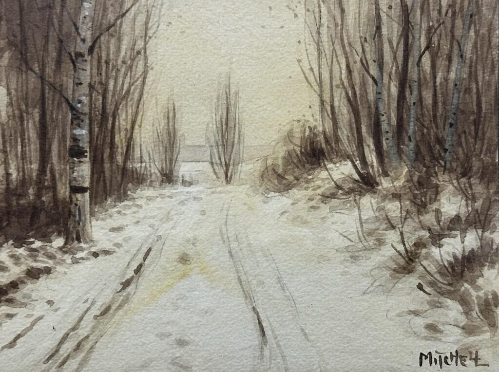 Willard Morse Mitchell | WILLARD M MITCHELL A COUNTRY RD WATERCOLOUR ...