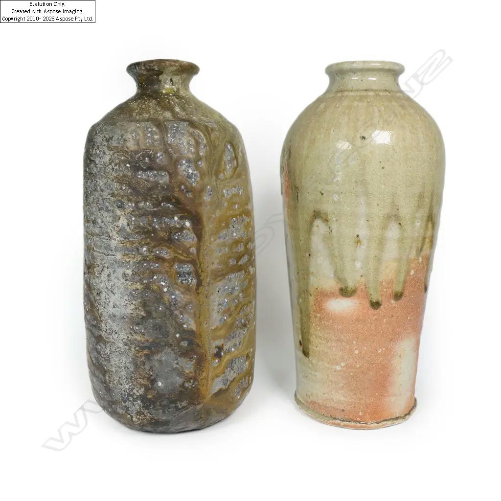 Estelle Martin | Two Estelle Martin bottle anagama fired vases | MutualArt