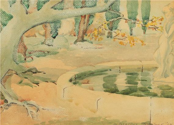 James Stanley Prosser | TREES BY THE FOUNTAIN (1924) | MutualArt