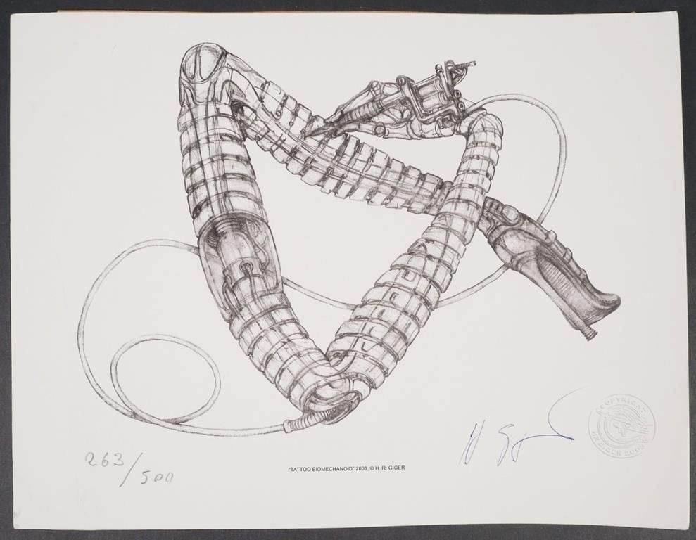 H. R. Giger | HR GIGER, SIGNED TATTOO BIOMECHANOID PRINT (2003) | MutualArt