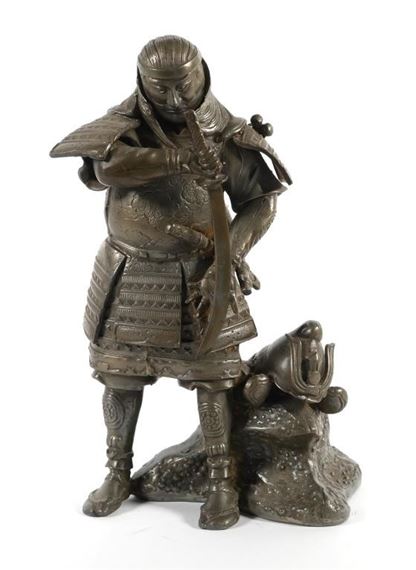Japanese School | VINTAGE SAMURAI WARRIOR PEWTER TIN STATUE (Mid 20th ...