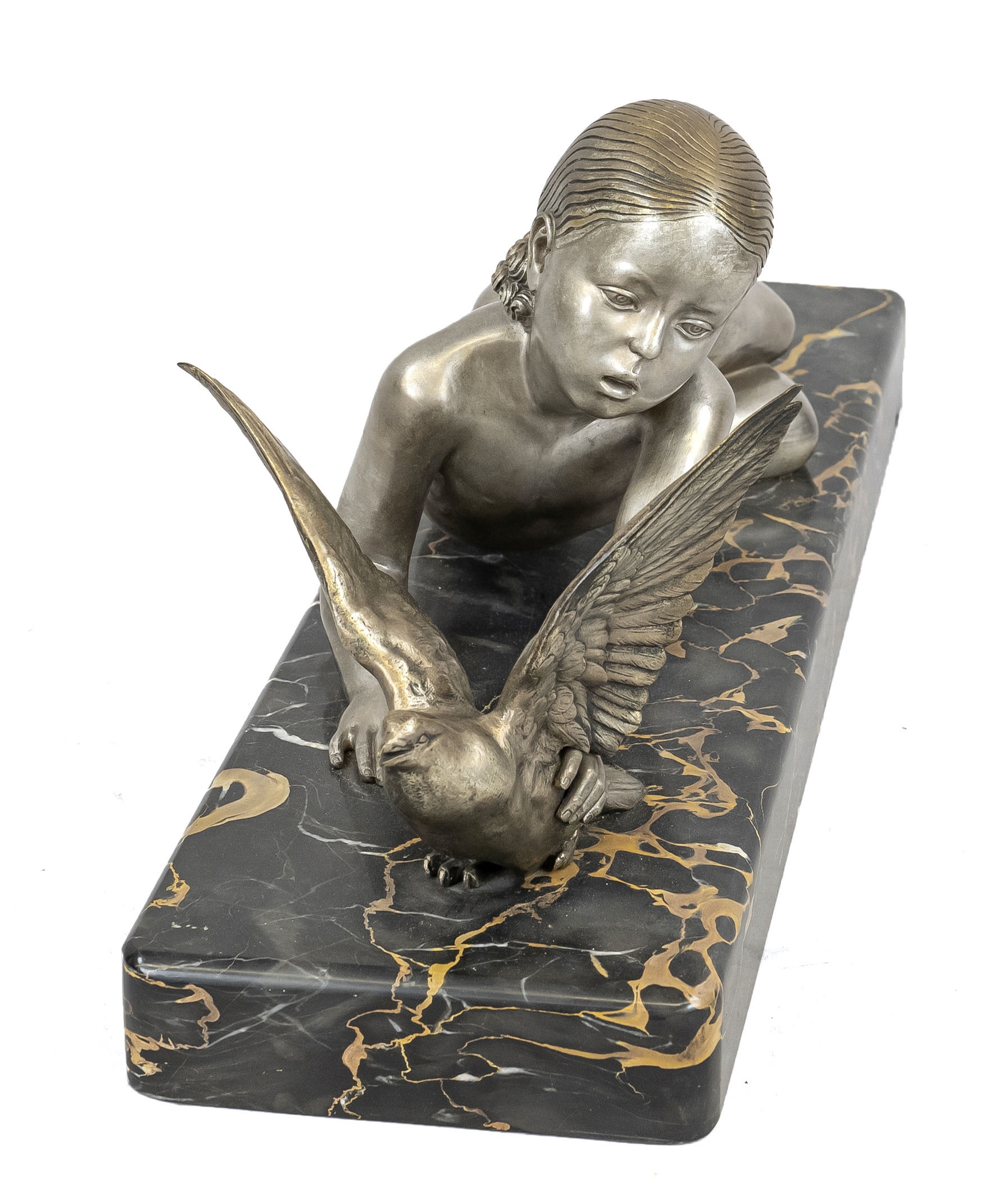 Richard Fath | liegendes Mädchen mit Vogel | MutualArt