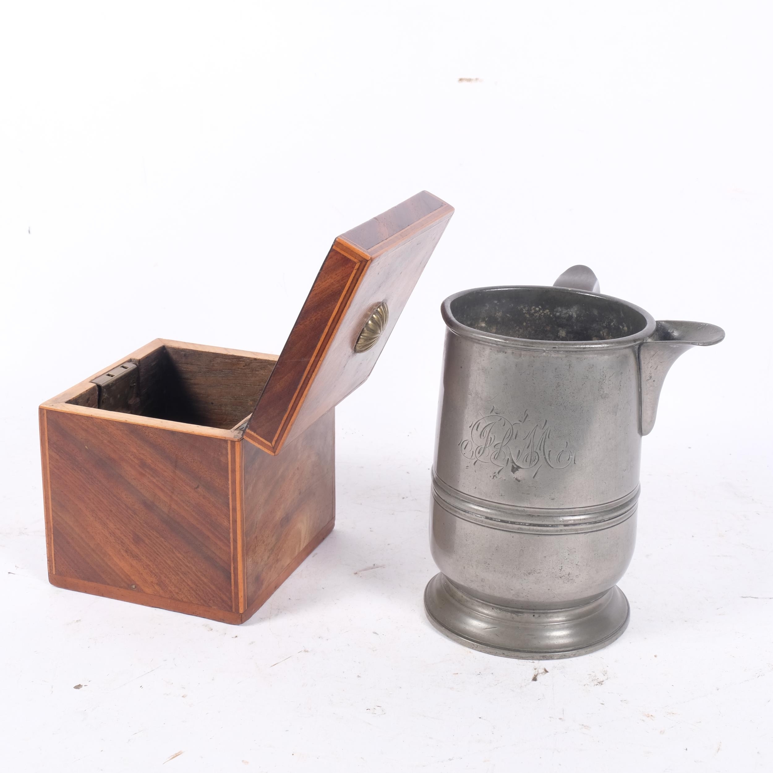 An Edwardian | An Edwardian tea caddy and a Victorian pewter quart side ...