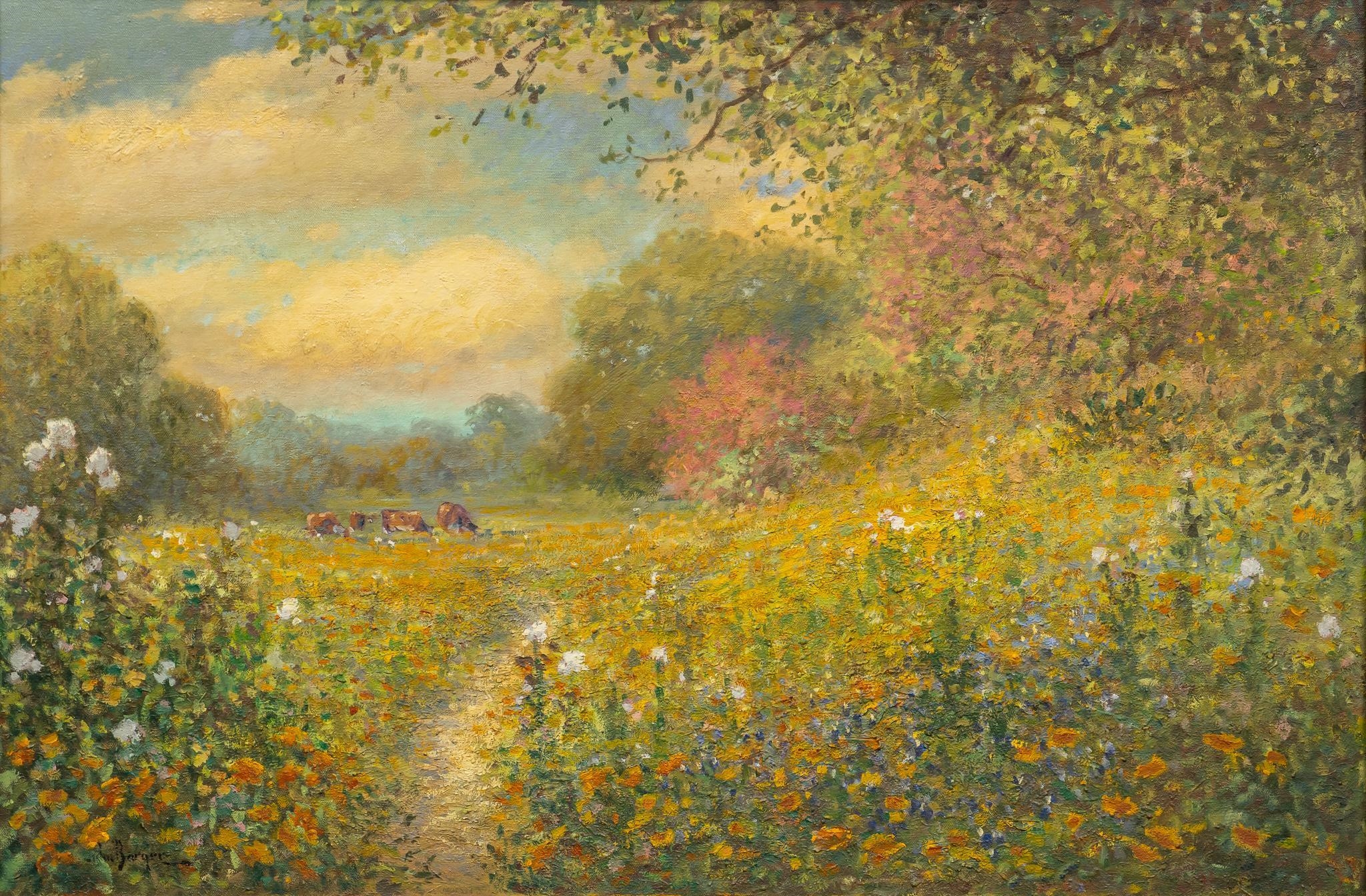 John Barger | Field with Cows | MutualArt