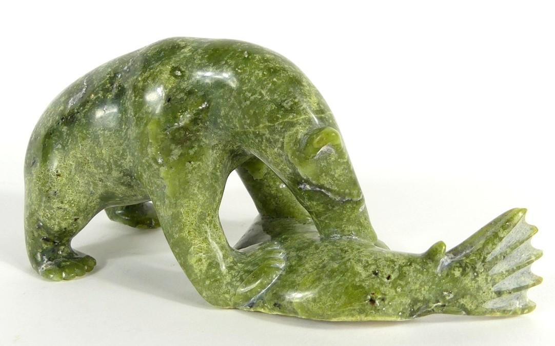 Ohito Ashoona | Green serpentine stone figural group carving in the ...