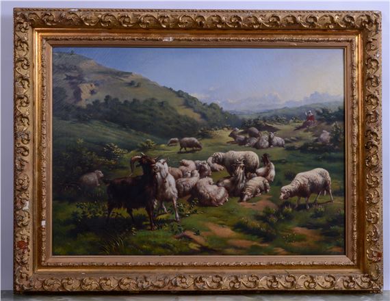 Benjamin F. Nutting | BF Nutting Painting of Grazing Sheep | MutualArt