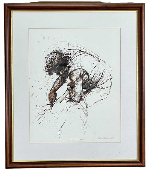 Keith Bowen | shepherd shearing (1990) | MutualArt