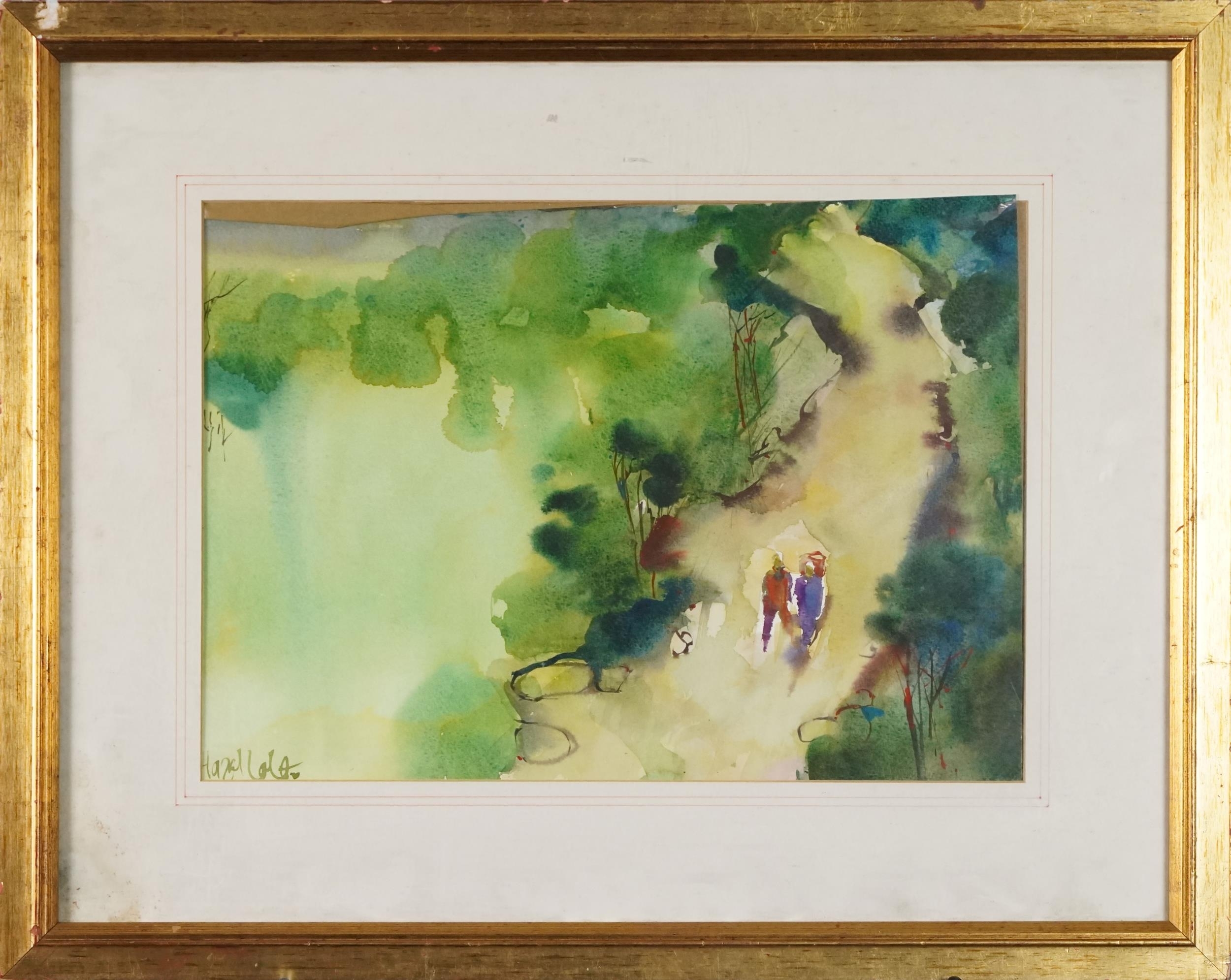 Hazel Lale | Watercolour landscape with figures (20th Century) | MutualArt