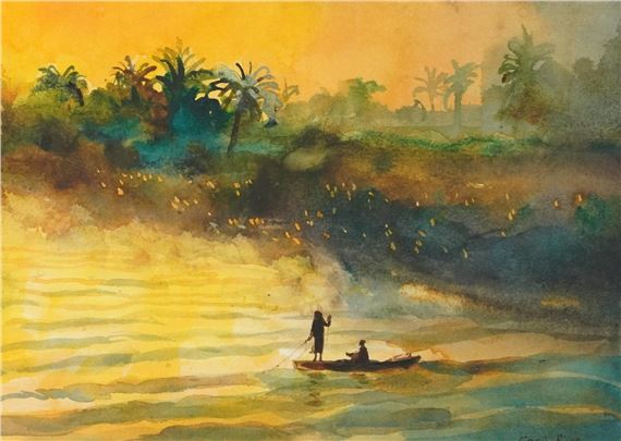 Cecil Rice | Fishermen on a boat (20th Century) | MutualArt