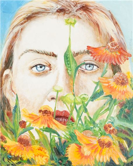 Clive Fredriksson | Girl behind flowers | MutualArt