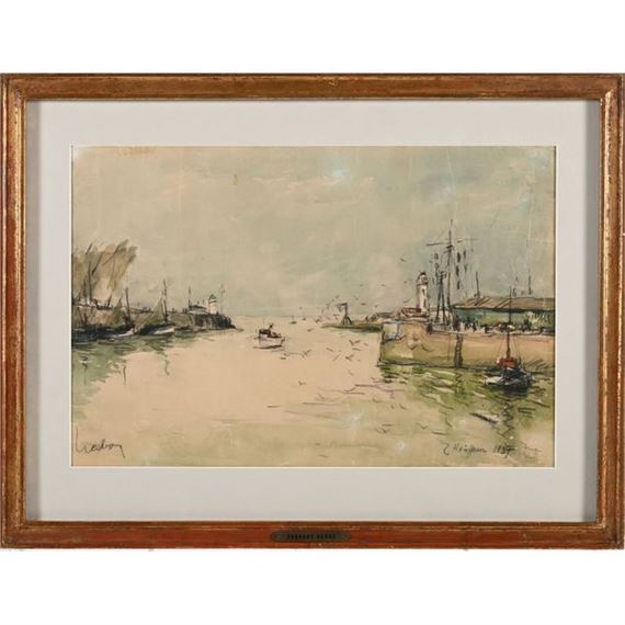 Fernand Herbo | HERBO Fernand (1905-1995). Arrival at Honfleur Harbor ...