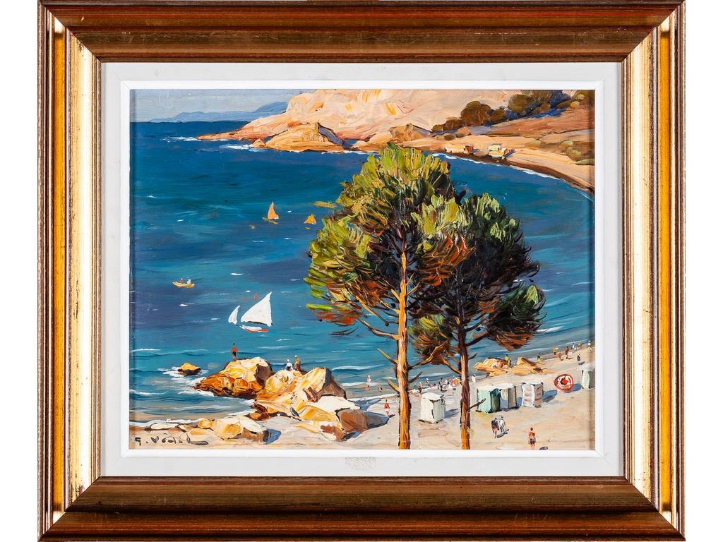 Gustave Vidal | Plage animée | MutualArt
