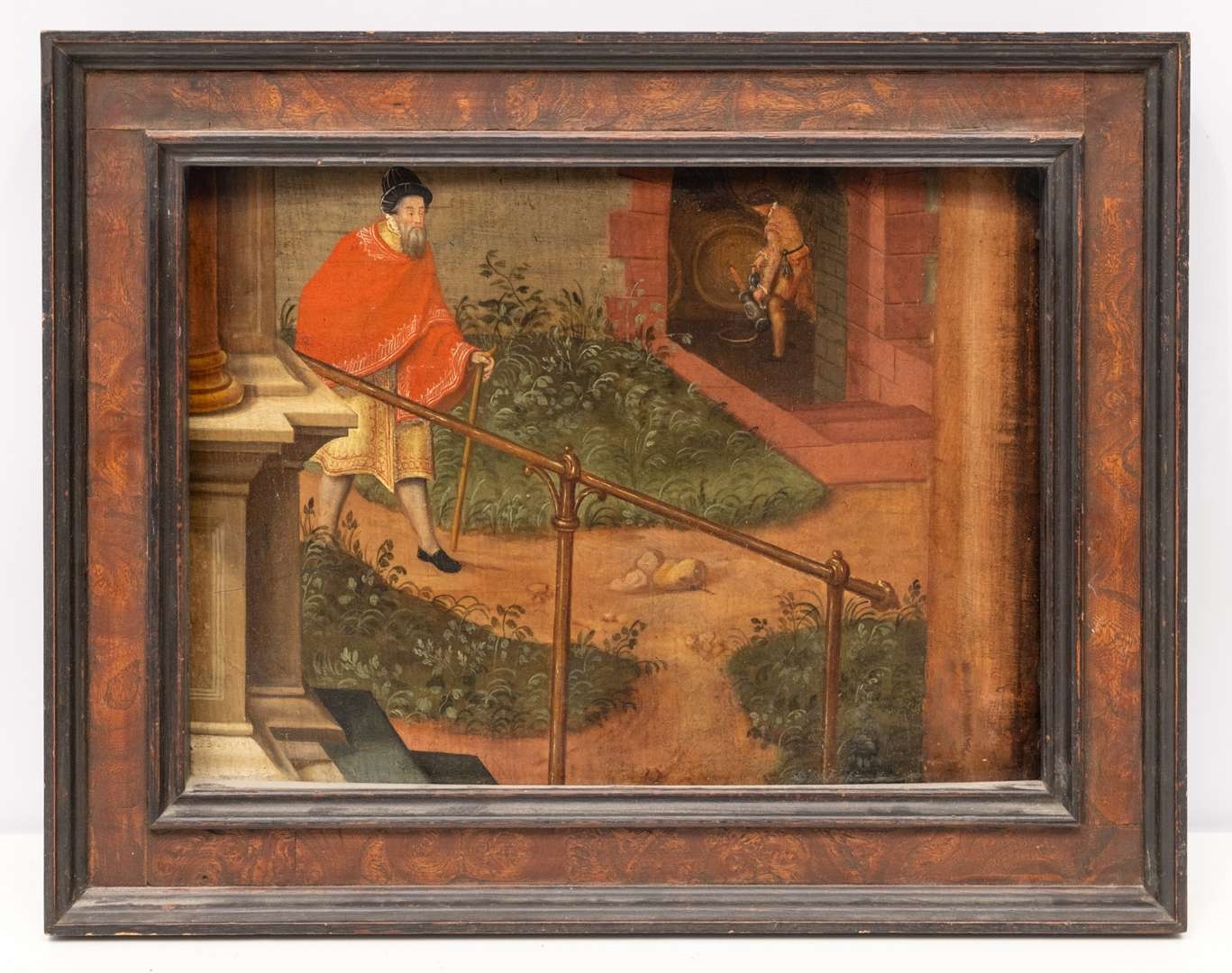 German School, 17th Century | Man in a red mantle strolling through a ...