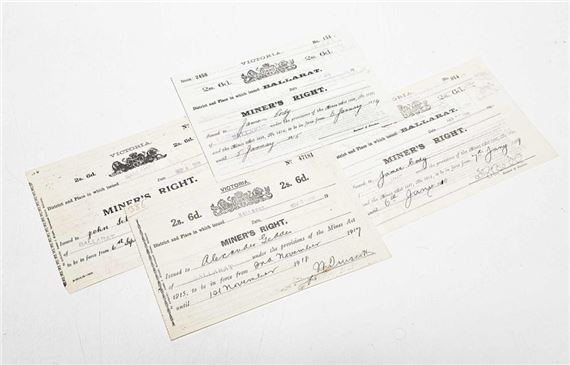 Unknown | 4 Miner's Rights issued at Ballarat Victoria between (1909 ...