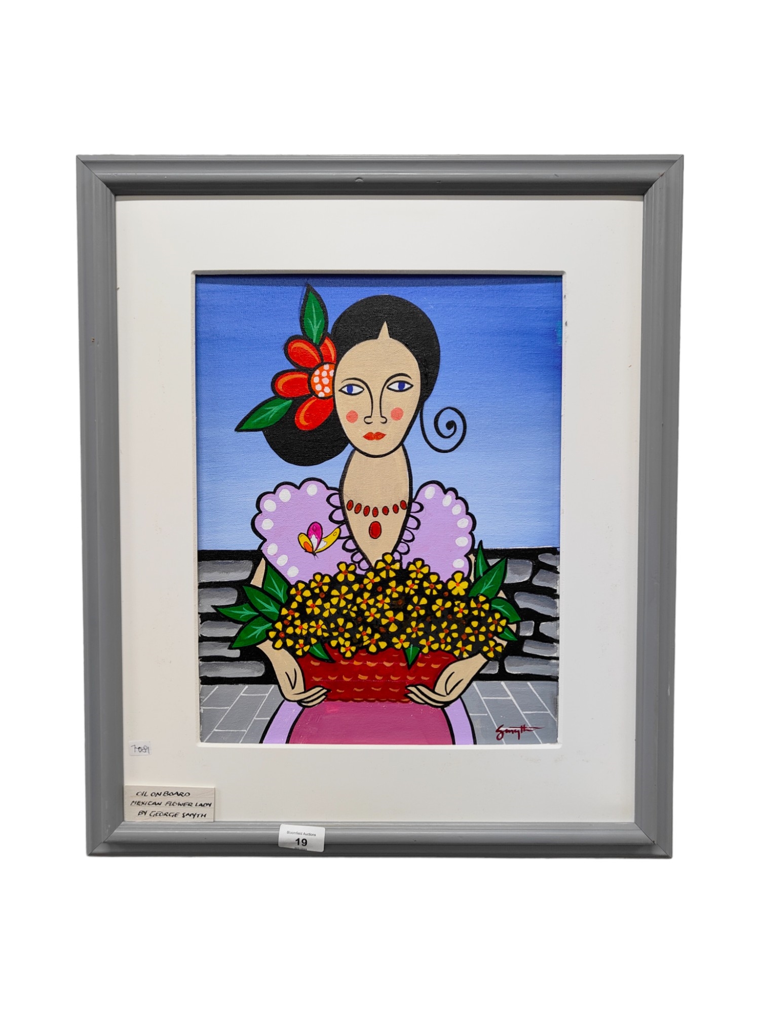 George Smyth | GEORGE SMYTH OIL ON BOARD - MEXICAN FLOWER LADY | MutualArt