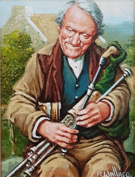 Roy Wallace | ROY WALLACE OIL ON BOARD THE IRISH PIPER 19CM X 13.5CM ...