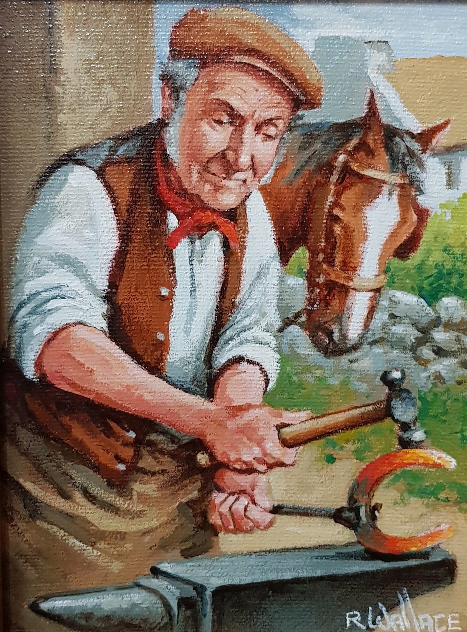 Roy Wallace | ROY WALLACE OIL ON BOARD THE BLACKSMITH 19CM X 13.5CM ...