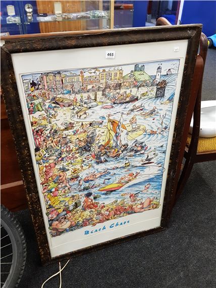 Paul Sample | PAUL SAMPLE CARTOONIST LARGE FRAMED COLOURED PRINT BEACH ...