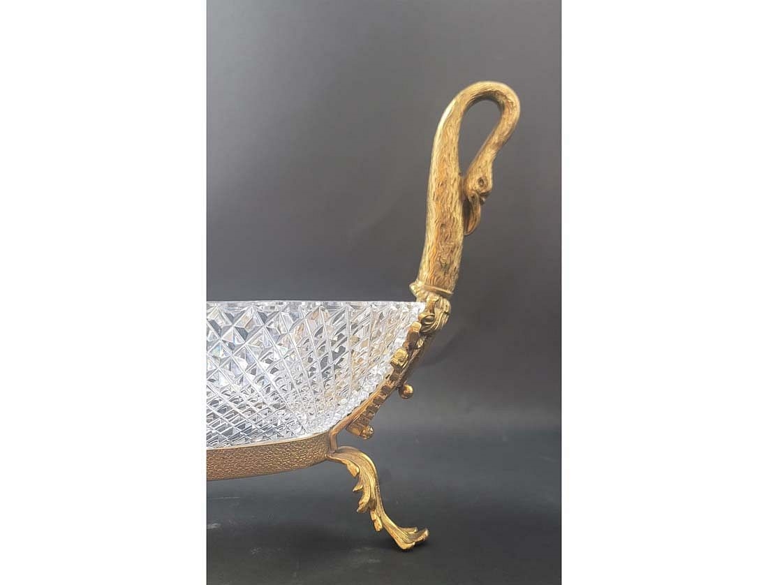 Unknown | LARGE 19th C. Figural Center Piece Baccarat Crystal, Bronze ...