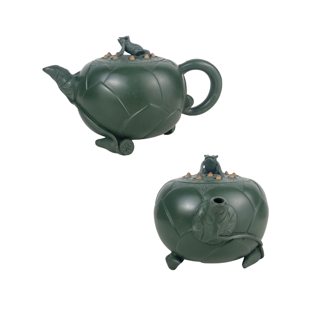 Jiang Rong | JIANG RONG SIX-PIECE YIXING GREEN CLAY FROG TEA SET ...