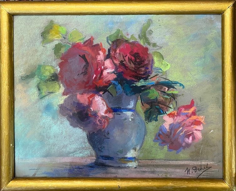Marie Duret | Bouquet of flowers Pastel signed lower right 30 x 38 cm ...