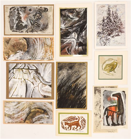 Neil Meitzler | 9pc Neil Meitzler 1958-60 Miniature Abstract Casein ...