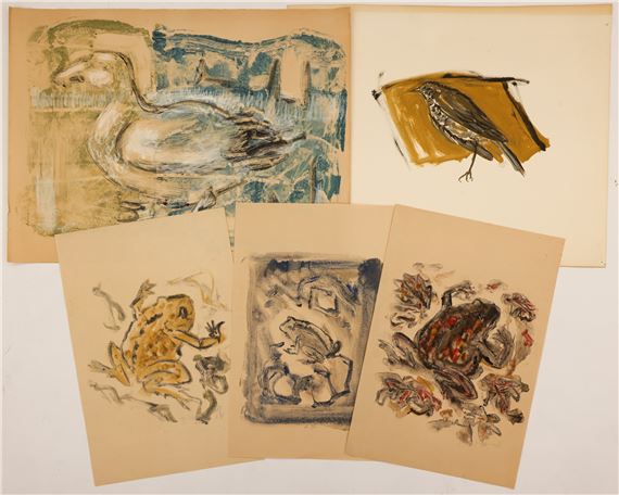 Neil Meitzler | 5pc Neil Meitzler 1950's Bird and Frog Artworks on ...