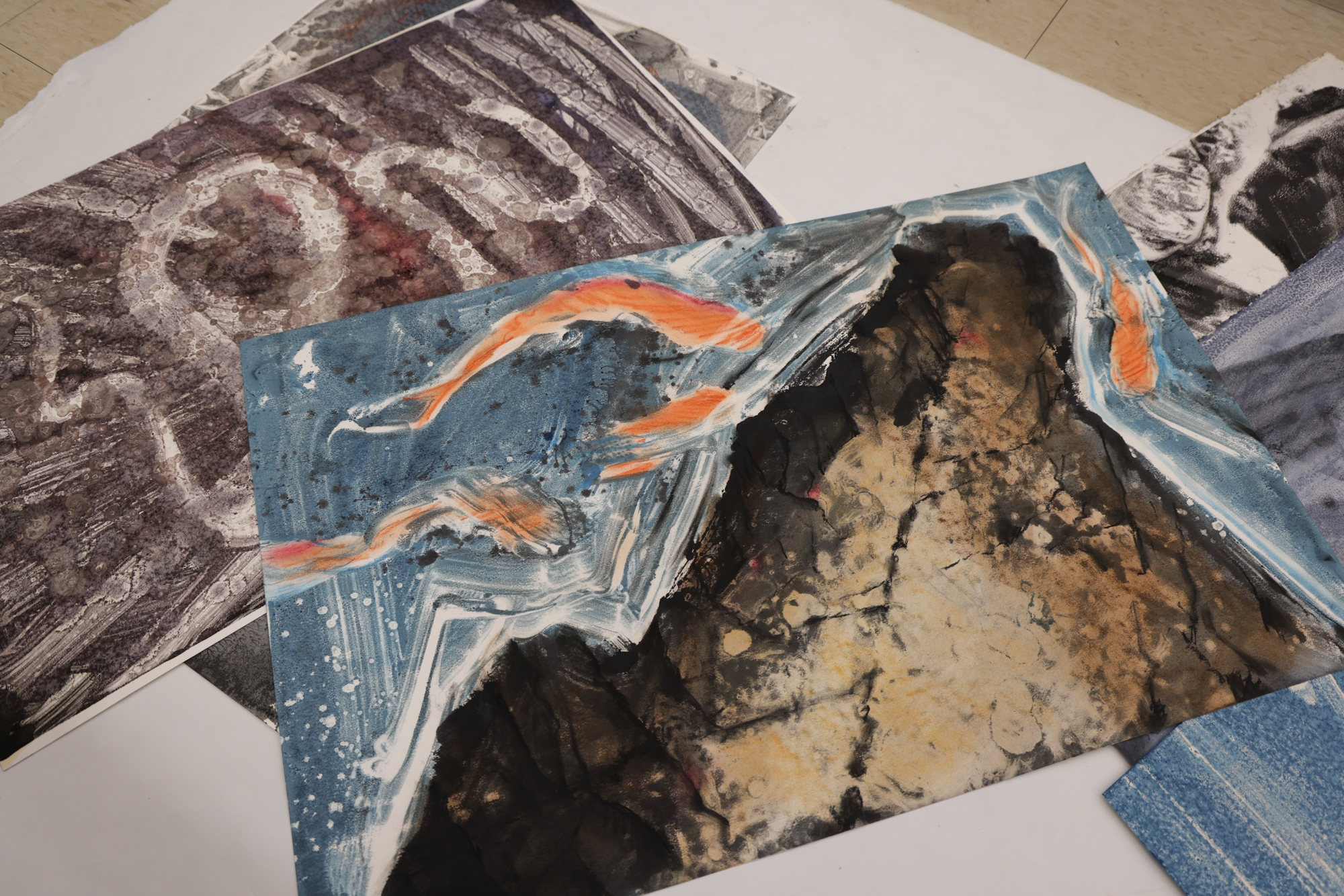 Neil Meitzler | 6pc Neil Meitzler Abstract Artworks on Arches 22''x30 ...