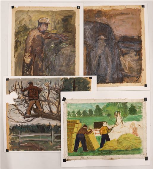 Arthur Runquist | 4pc Arthur Runquist Abstracts with Figures Oils on ...
