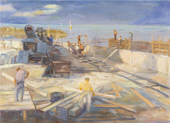 Joszef Csaki-Maronyak | A Port Is Being Built At Tihany | MutualArt