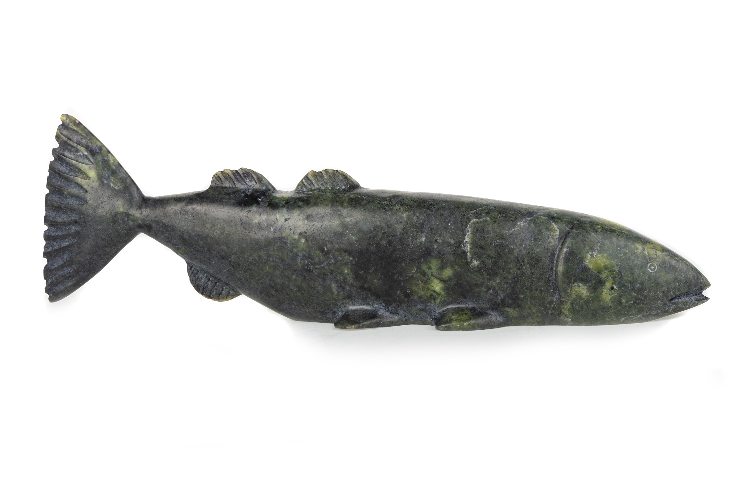 Pitseolak Qimirpik | INUIT FOLK ART SOAPSTONE CARVING OF A FISH | MutualArt