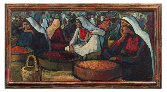 Ismail Shammout | Vendors in Jerusalem (1966) | MutualArt