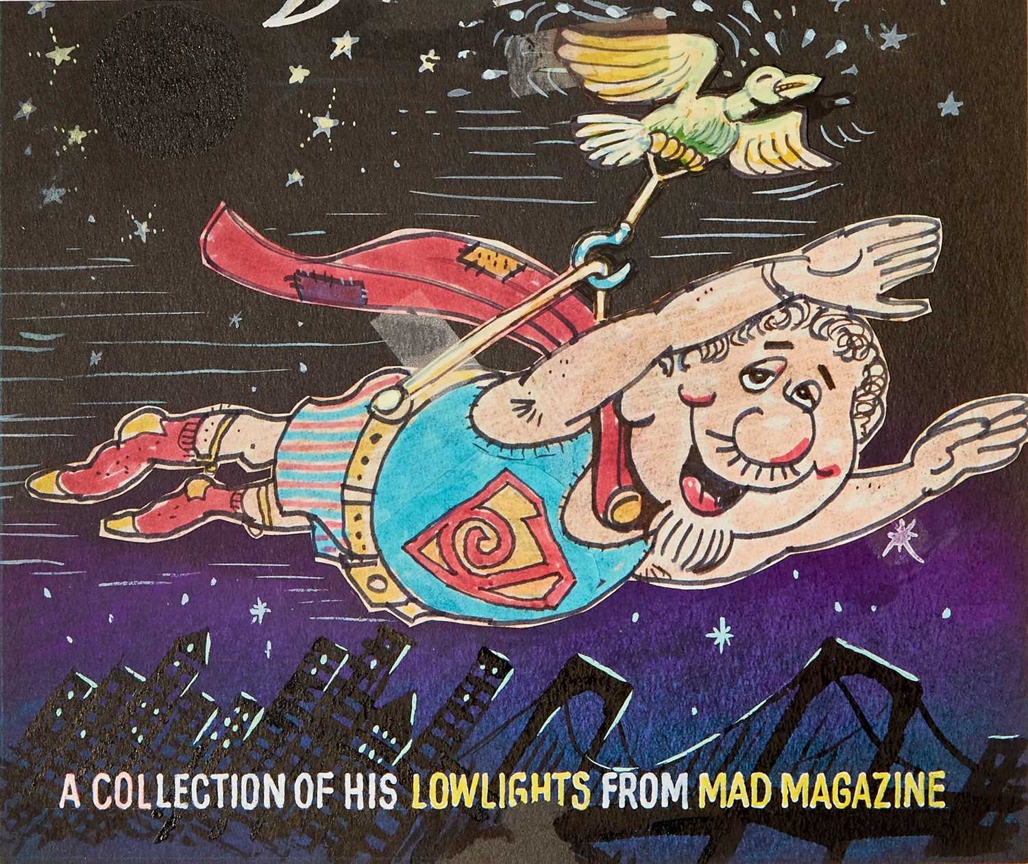 Al Jaffee | A drawing of Jaffee as a superhero | MutualArt