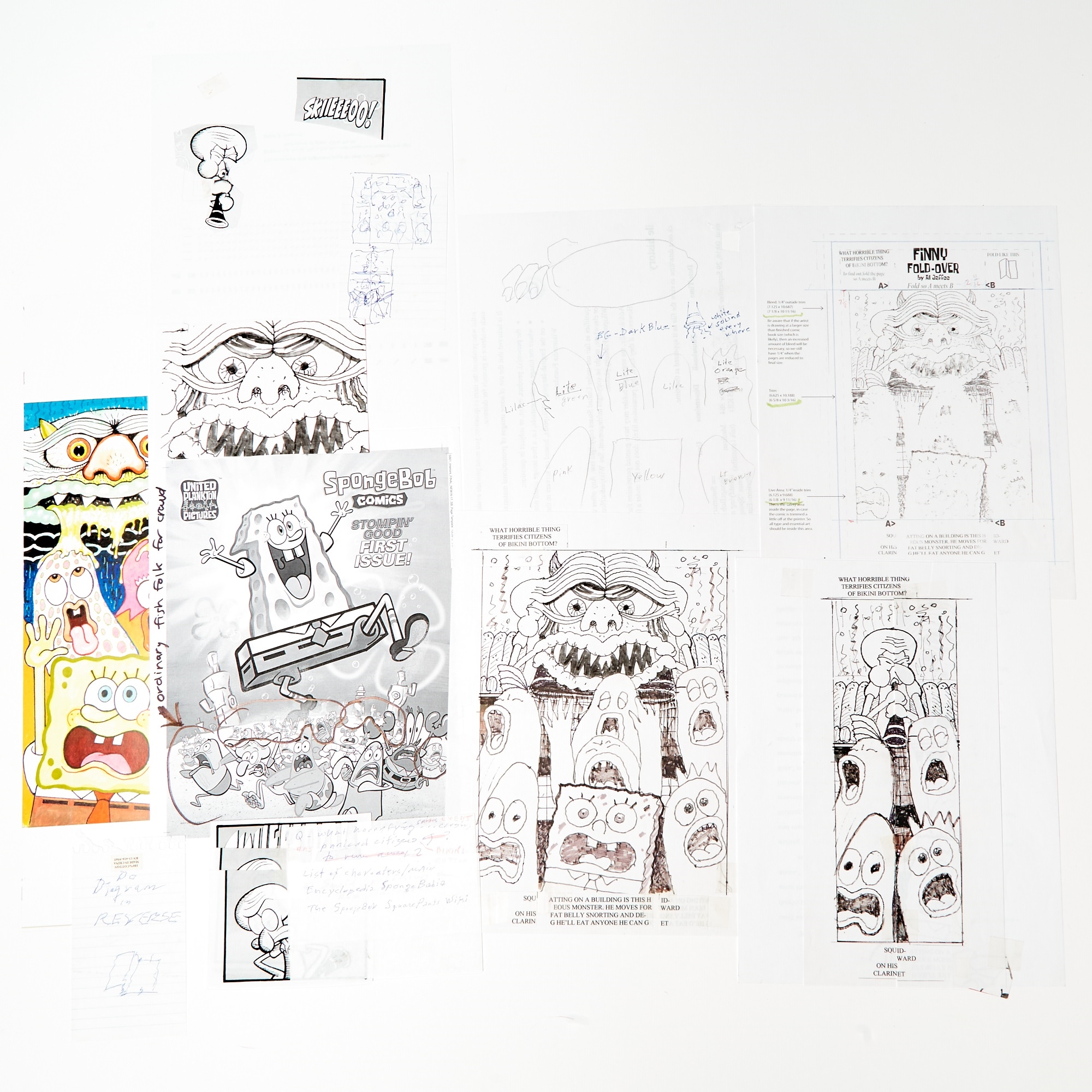 Al Jaffee | A group of preliminary notes and sketches for a Fold-In ...