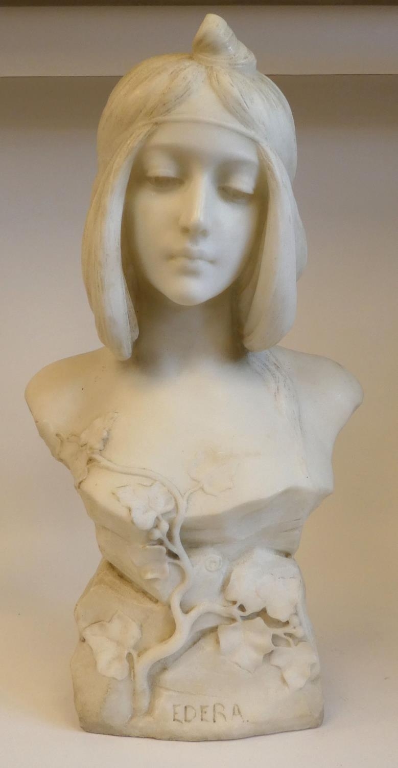 Art Nouveau School | An Art Nouveau carved white marble bust | MutualArt