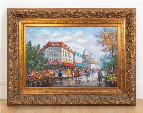 P. Sanchez | FRENCH STREET SCENE PAINTING O/C (Circa 20th Century ...