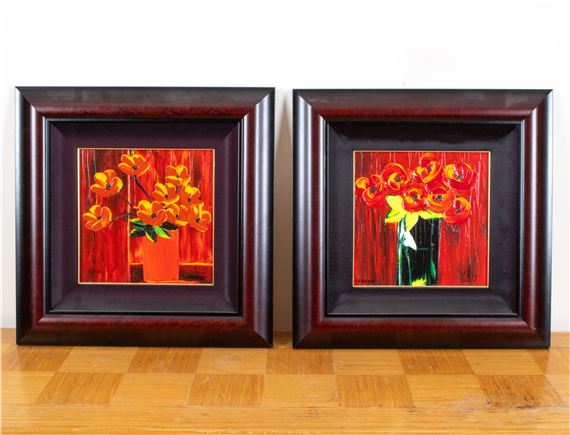 Jaline Pol | 2) JALINE POL - PAIR OF RED STILL LIFE PRINTS | MutualArt
