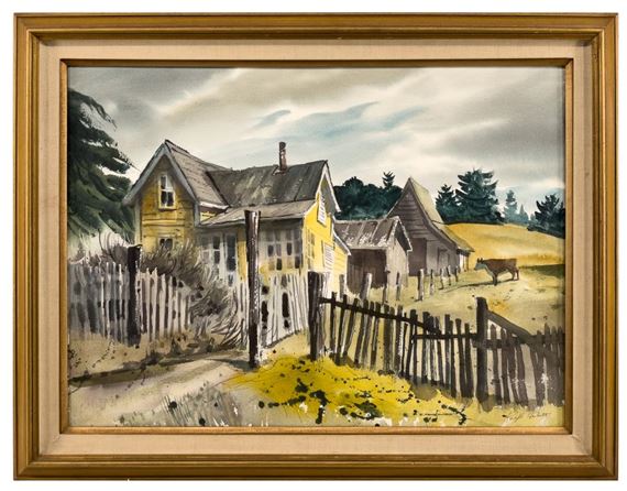 Ralph Hulett | RALPH HULETT CALIFORNIA RANCH WATERCOLOR ON PAPER ...