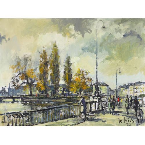 Sergio Cecchi | Pont du Mont-Blanc avec l'Île Rousseau | MutualArt