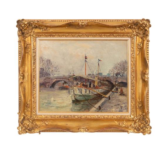 Gustave Madelain | . 'Bateau at Quay Pont Marie' - 1875 (1875) | MutualArt