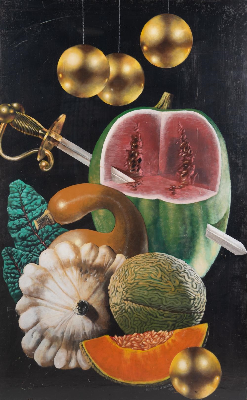 Siegfried Reinhardt | Still Life with Watermelon Canteloupe and Squash ...